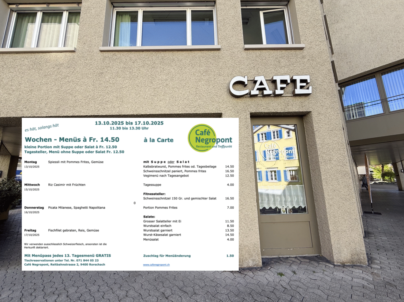 Die Wochen-Menüs im Café Negropont in Rorschach - Rorschacher Echo